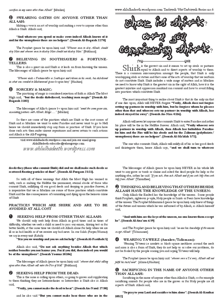 What Is Shirk | PDF | Theology | Abrahamic Religions