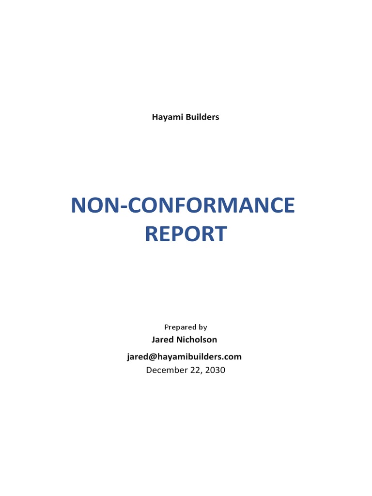 Free Blank Non Conformance Report Template | PDF | Business | Art