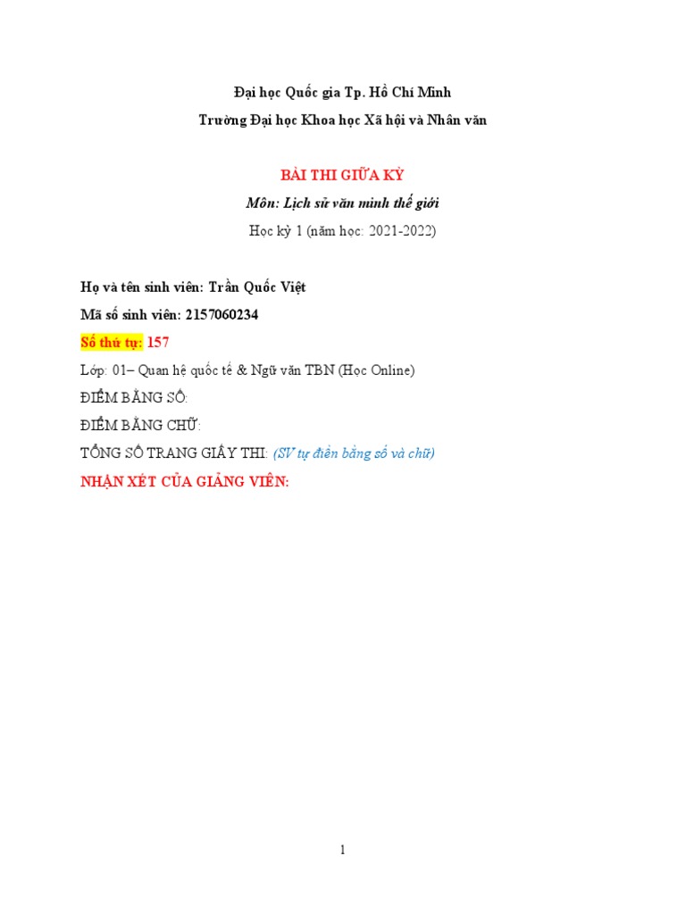 T Làm Bài Thi Gi A K | PDF