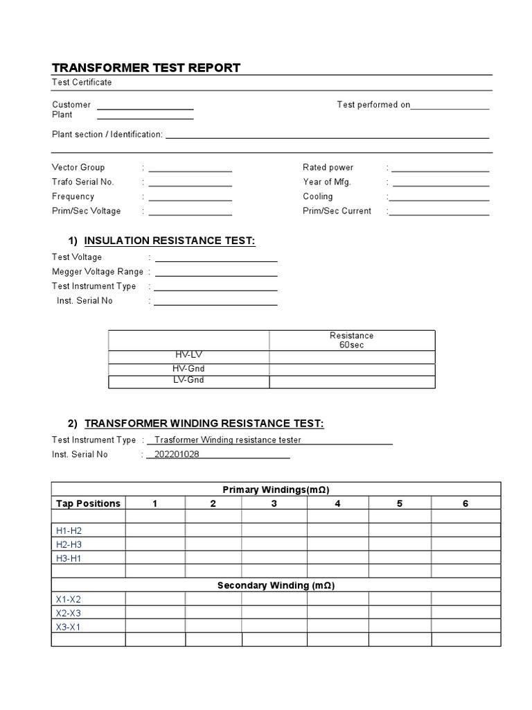 Transformer Test Report | PDF