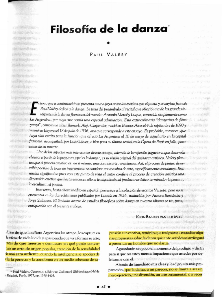 Filosofía de La Danza Paul Valéry | PDF | Bailes