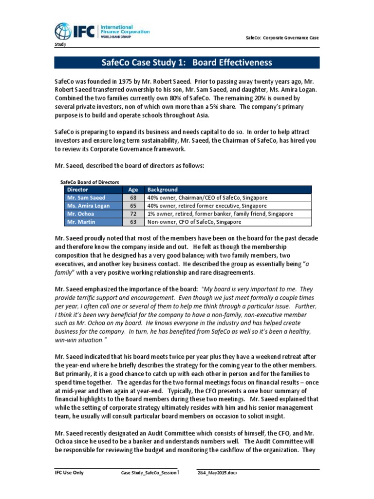 Case Study - SafeCo - Session 2&4 - May2015 | PDF