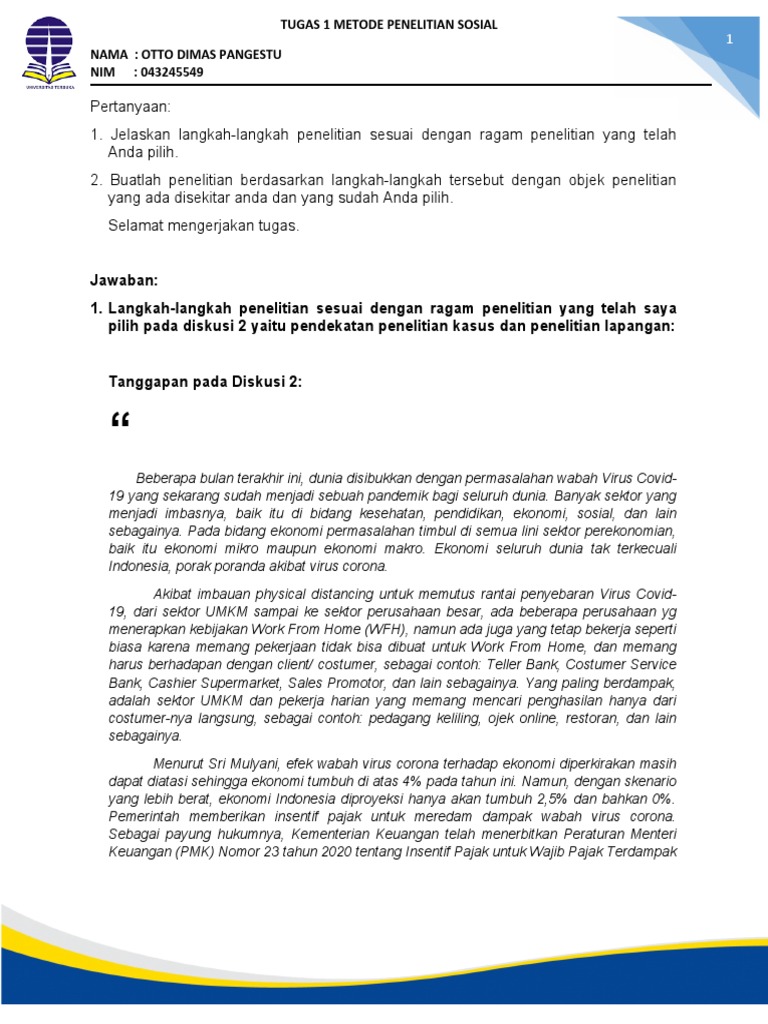 Otto Dimas Pangestu - 043245549 - Tugas 1 | PDF