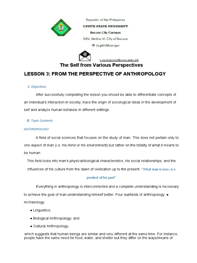 Lesson 3 - From The Perspective of Anthropology | PDF