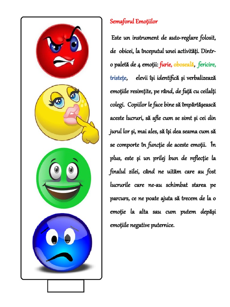 Semaforul Emoțiilor 10 Ex Color A 4 | PDF