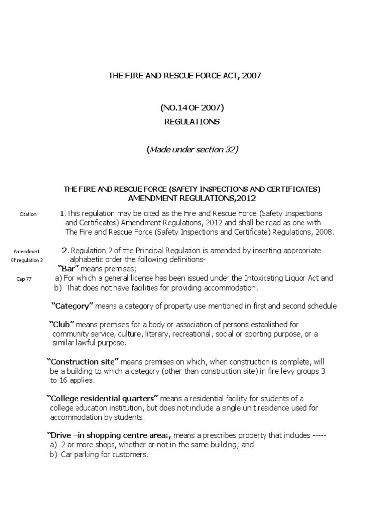 Fire and Rescue Force Regulations | PDF