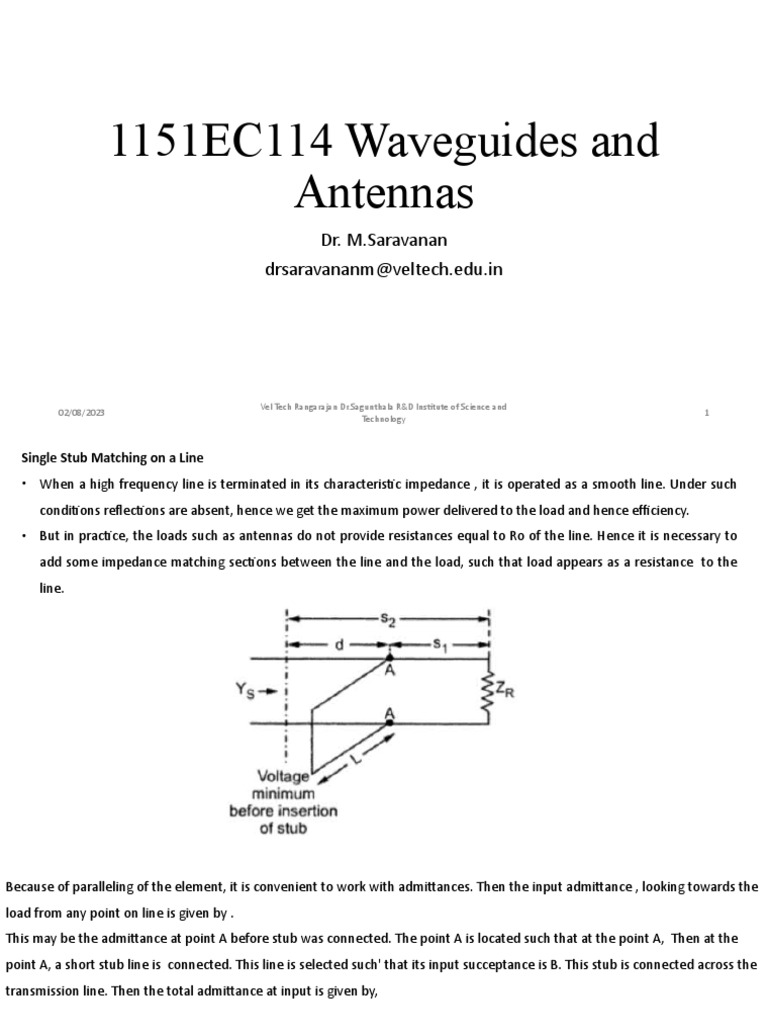 8.a. Single Stub Matching and Double Stub Matching | PDF | Transmission ...