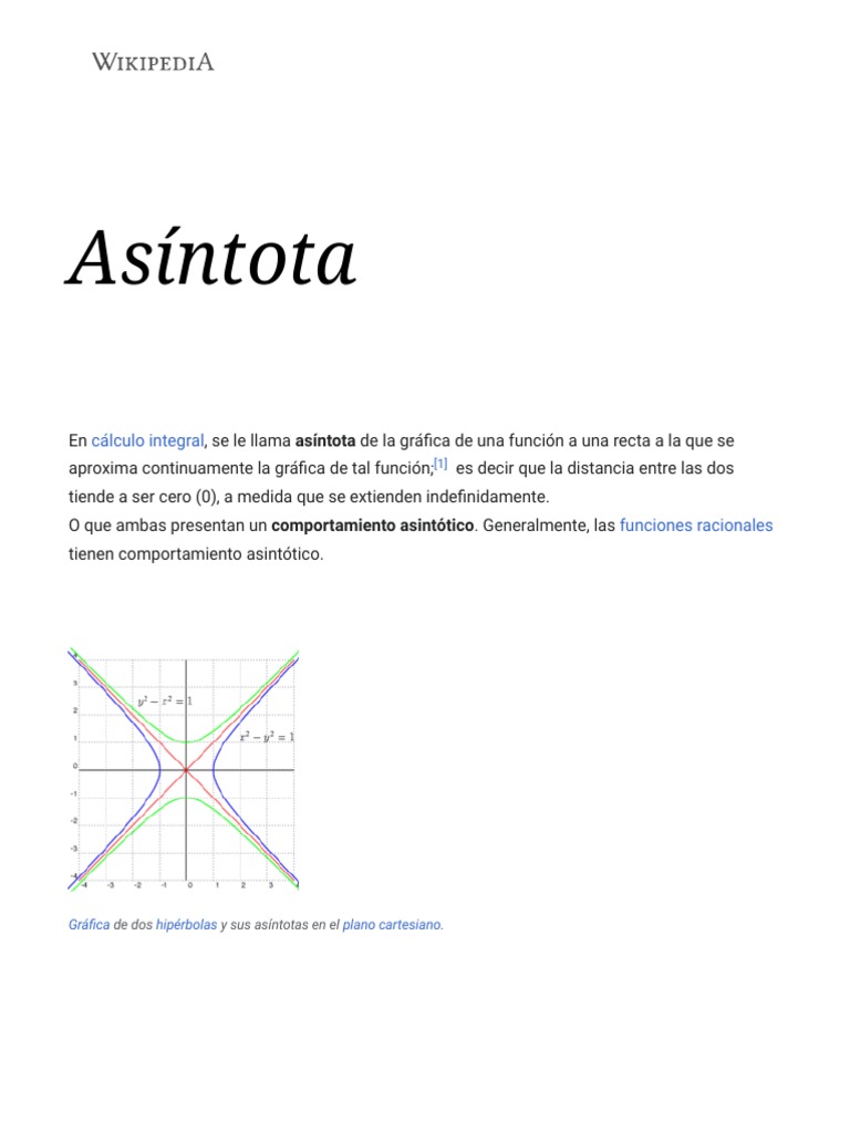 Asíntota - Wikipedia, La Enciclopedia Libre | PDF | Asíntota | Matemáticas