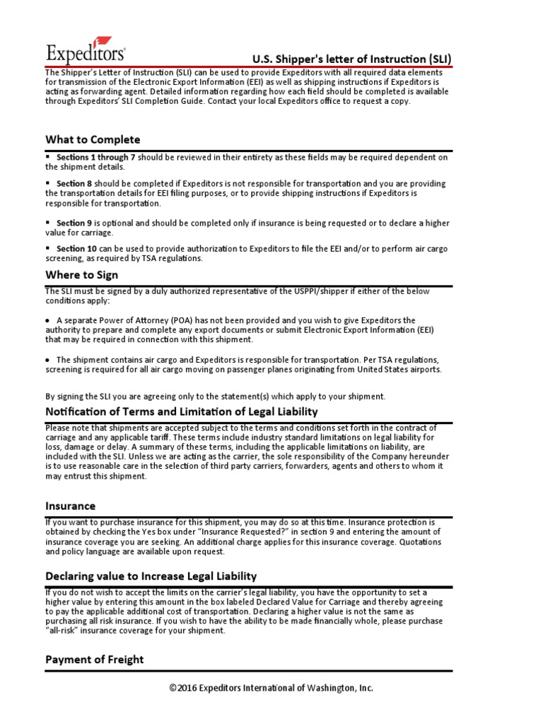 Expeditors Sli | PDF