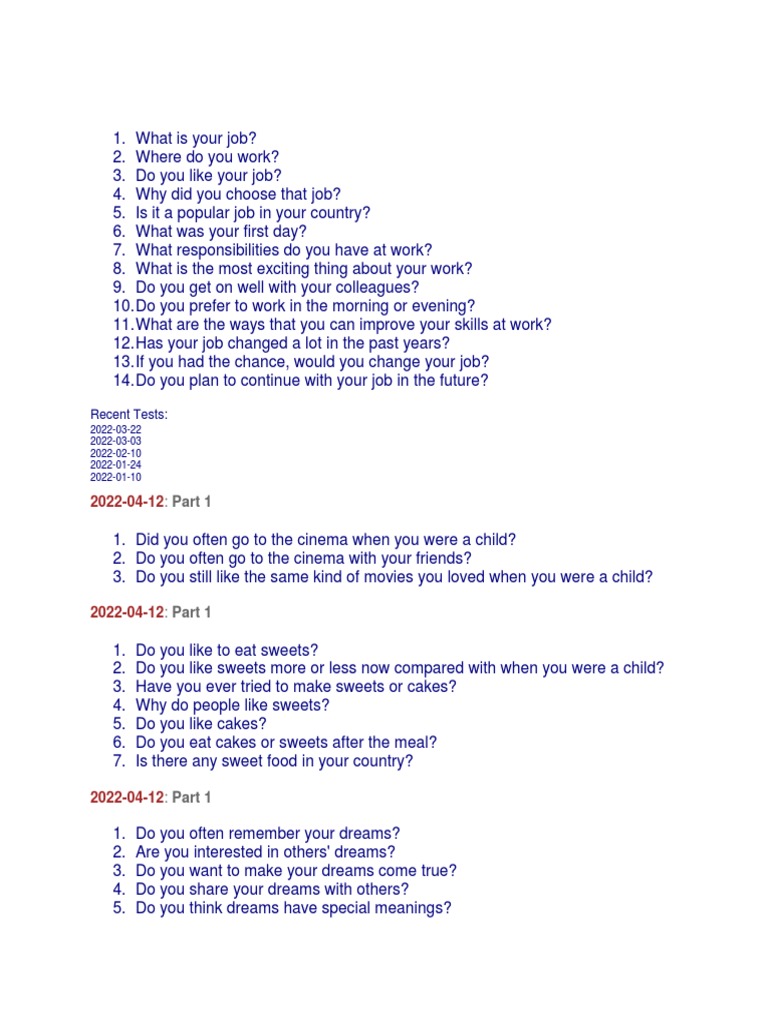Speaking Test | PDF
