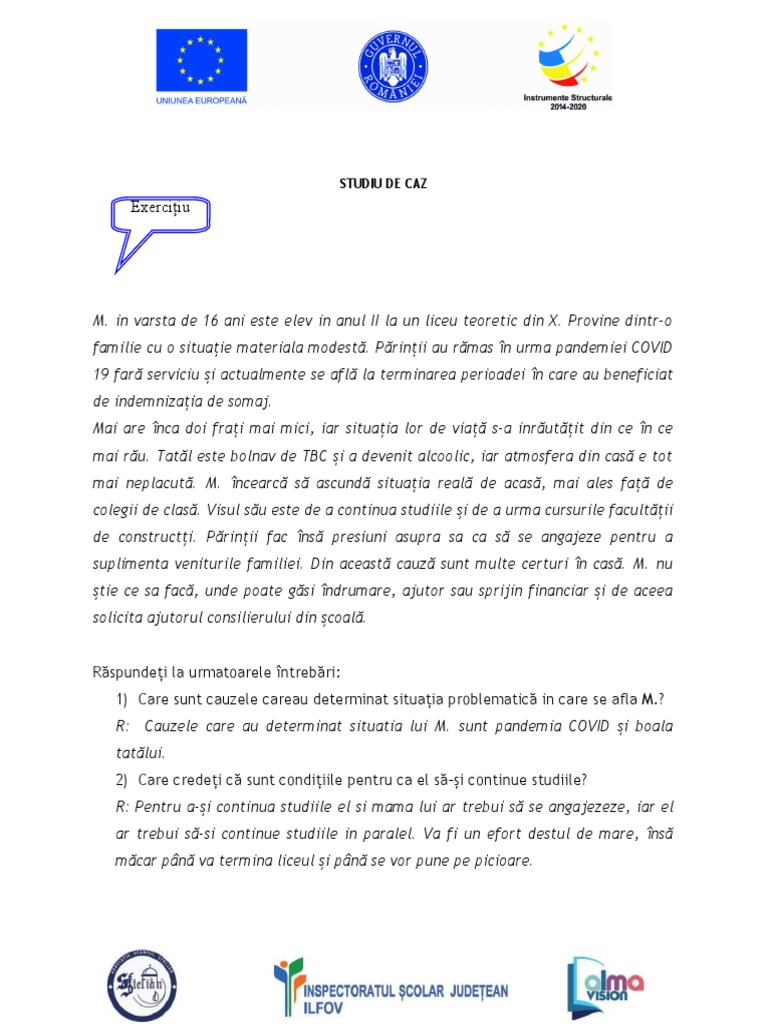 Fisa de Lucru - Studiu de Caz 1 | PDF
