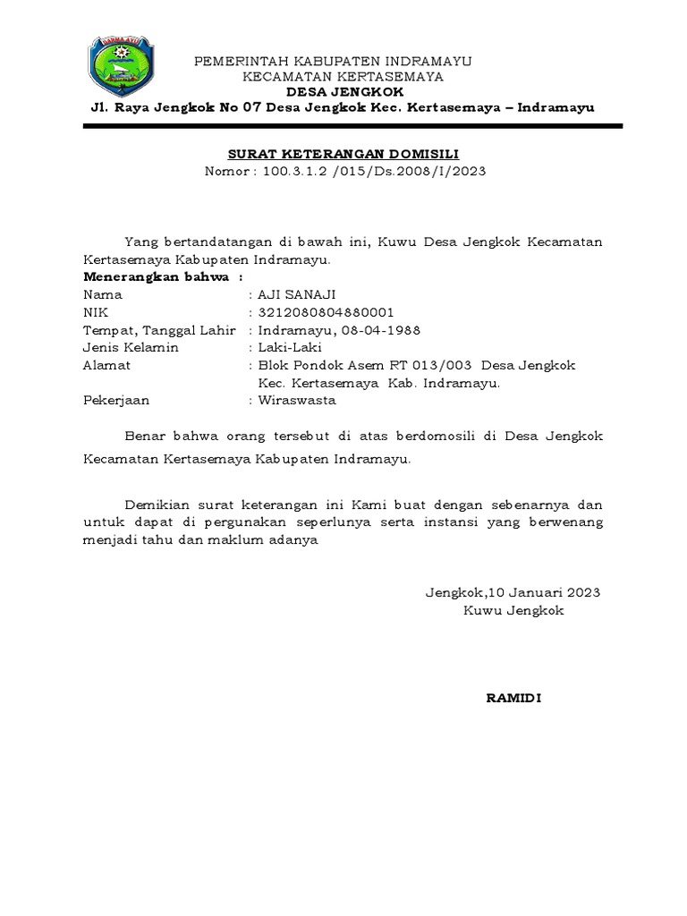 Surat Keterangan Domisili | PDF