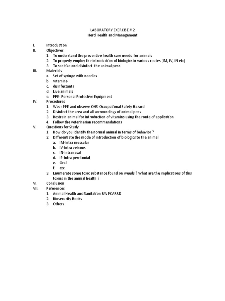 LABORATORY EXERCISE 2 Herd Health | PDF