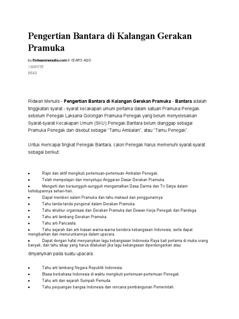 Pengertian Bantara Di Kalangan Gerakan Pramuka 2 | PDF