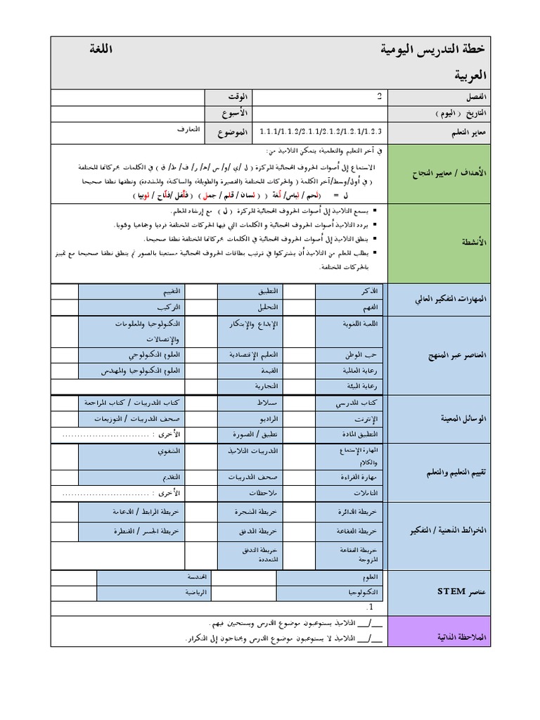 Rph Bahasa Arab Tahun 2 Kssr Semakan - Tajuk 1 تعارف Lengkap | PDF