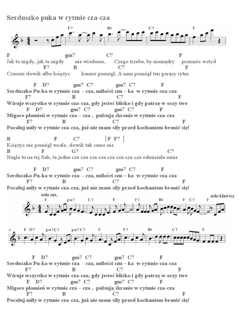 Serduszko Puka W Rytmie Cza Cza - Nuty | PDF