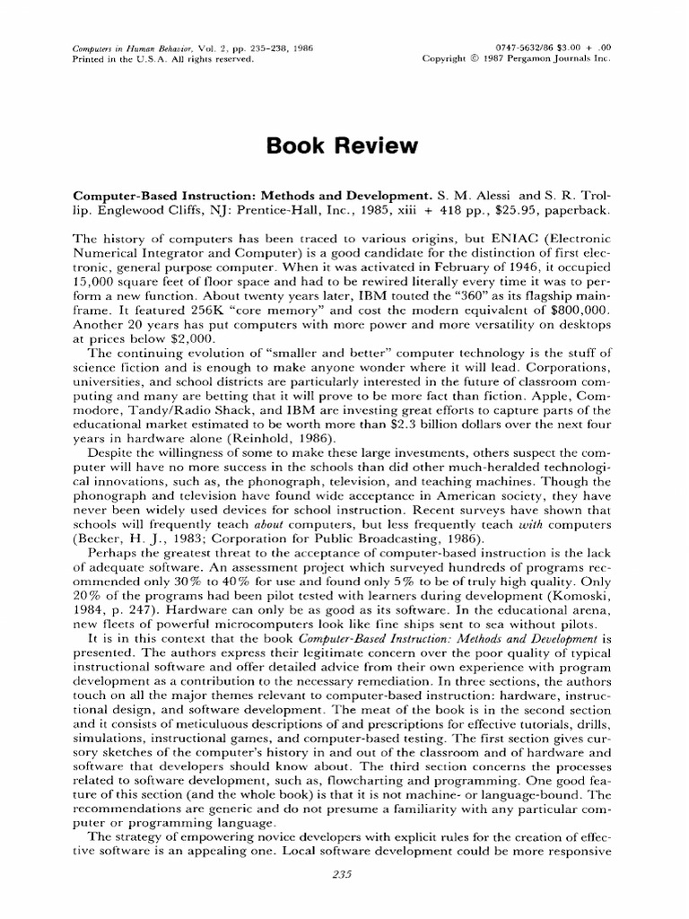 Computer Based Instruction Methods And D Pdf Software Cognition