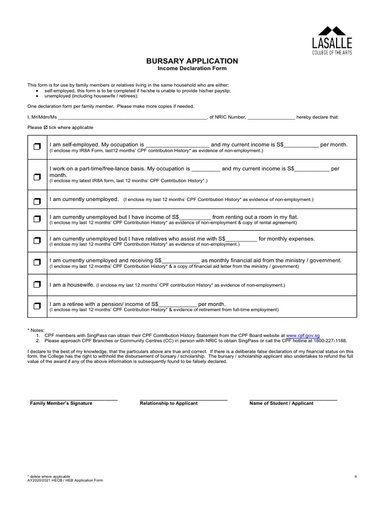 Income Declaration Form | PDF | Economies