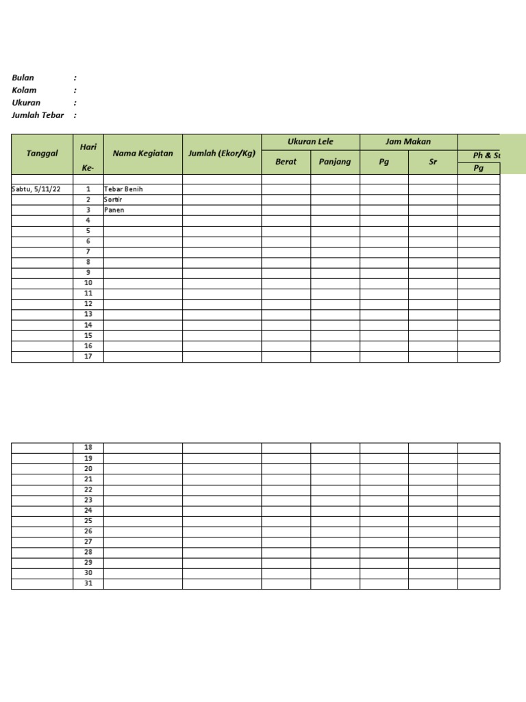 Tabel Monitoring | PDF
