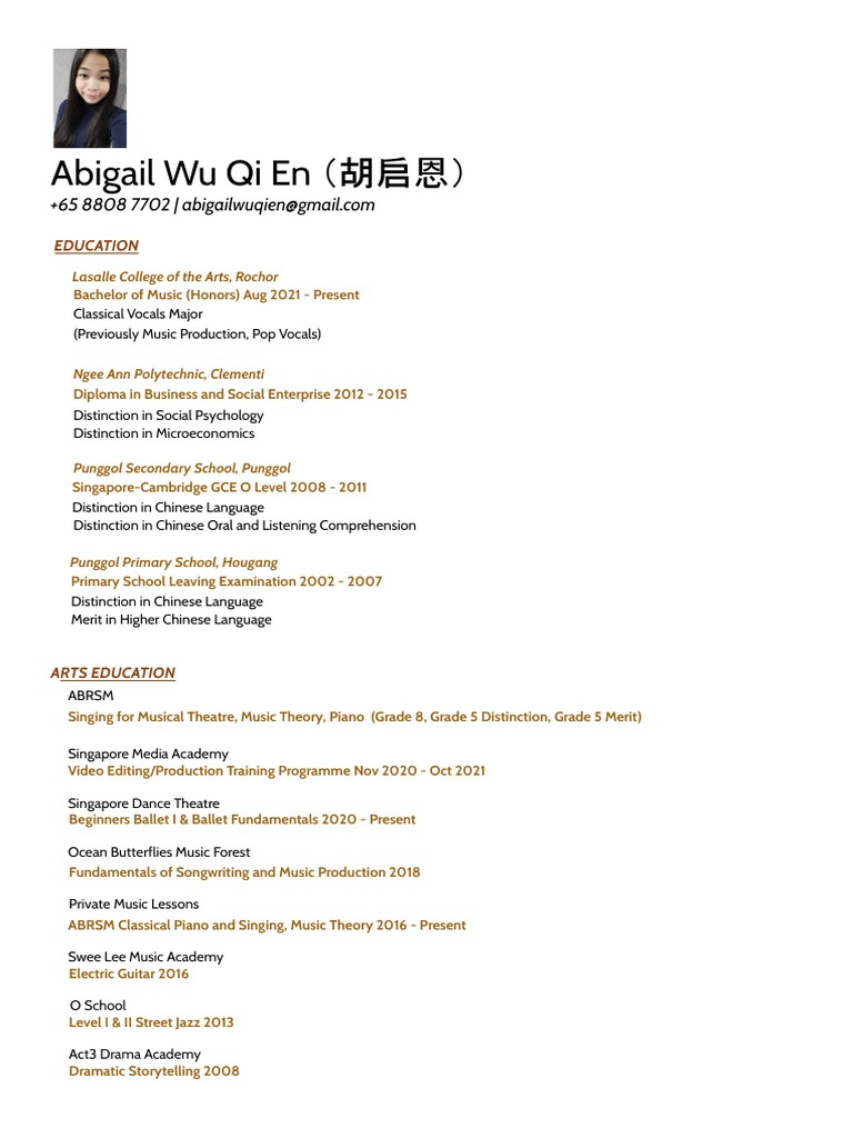 CV Resume - Abigail Wu Qi en | PDF