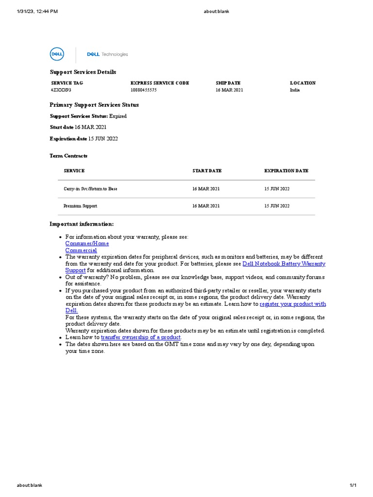 Dell Warranty | PDF | Finance & Money Management | Technology & Engineering