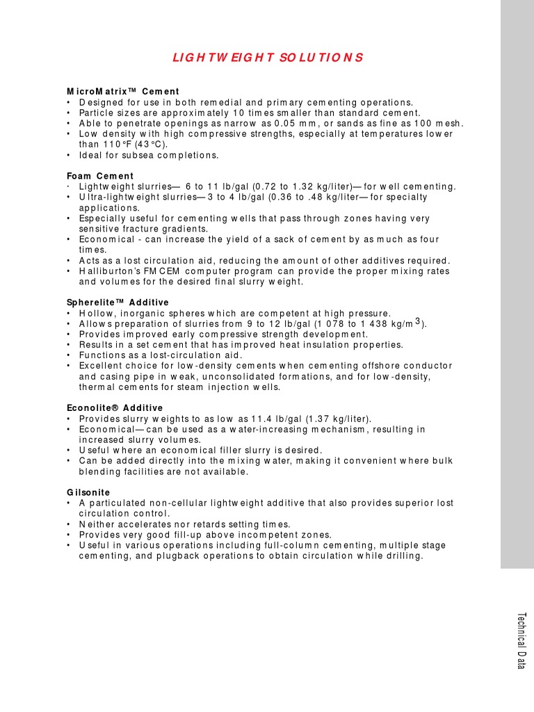 Haliburton Cement Additive | PDF | Technology & Engineering