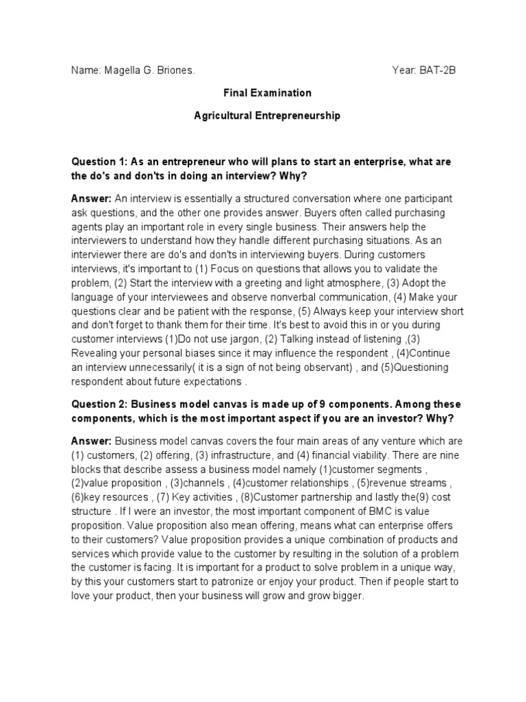 Final Exam Sa Entrep | PDF | Sales | Entrepreneurship