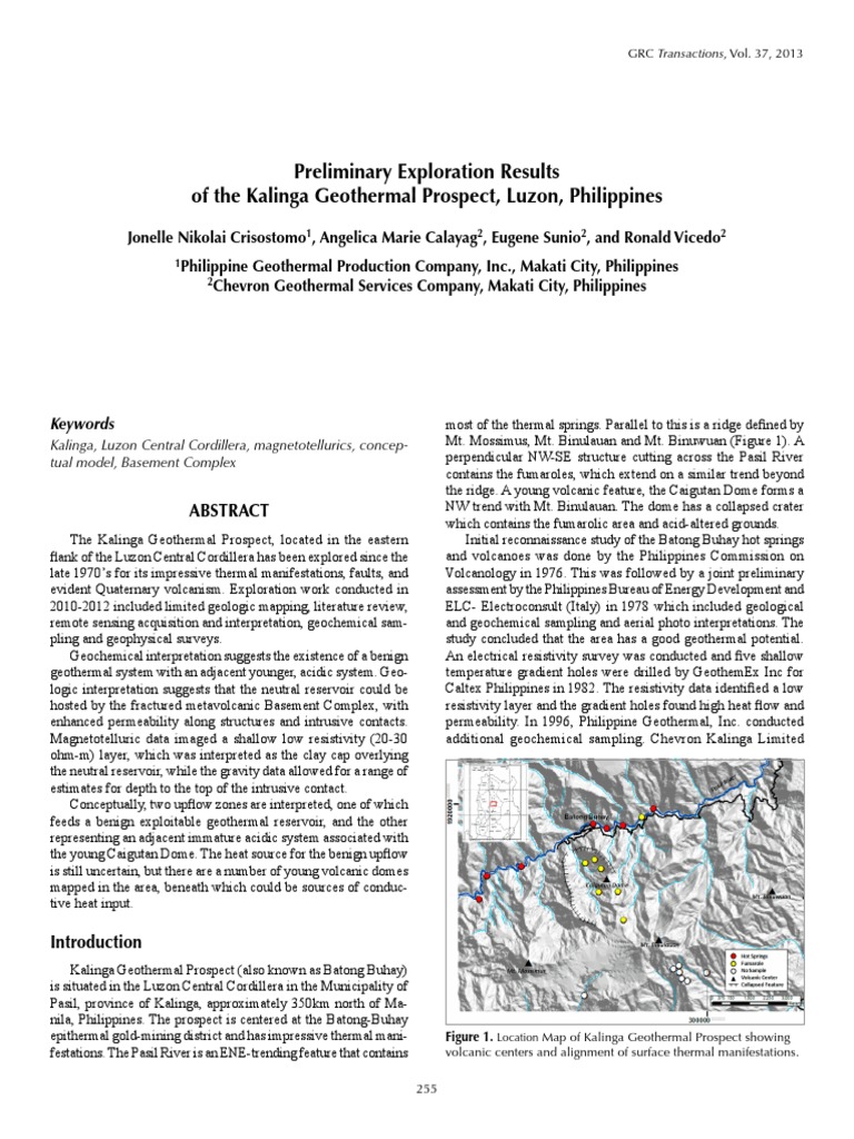 Preliminary Exploration Results of The Kalinga Geothermal Prospect, Luzon, Philippines | PDF