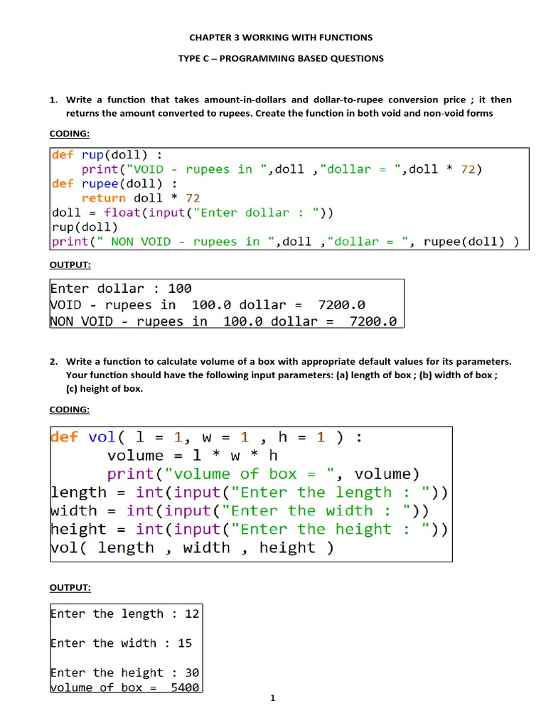 Chapter 3 - Type C - Programming Based Questions | PDF | Parameter (Computer Programming ...