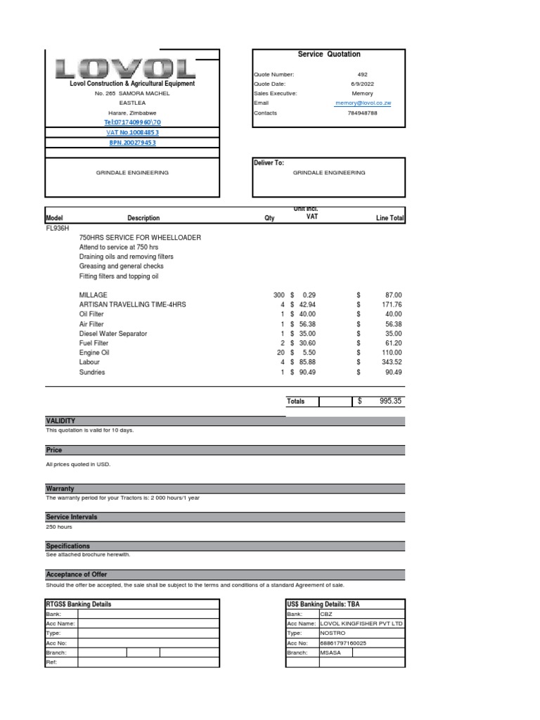 Grindale Engineering 3ton 750hrs | PDF | Vehicles