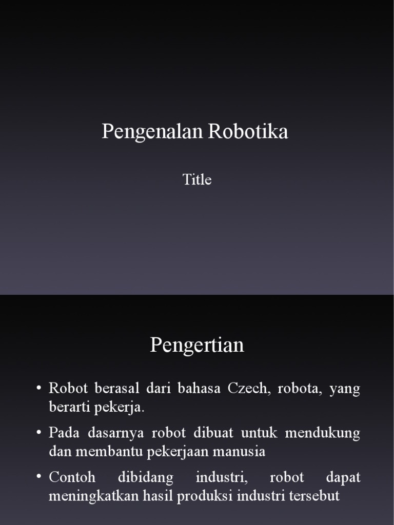Pengertian Robotika Dasar | PDF