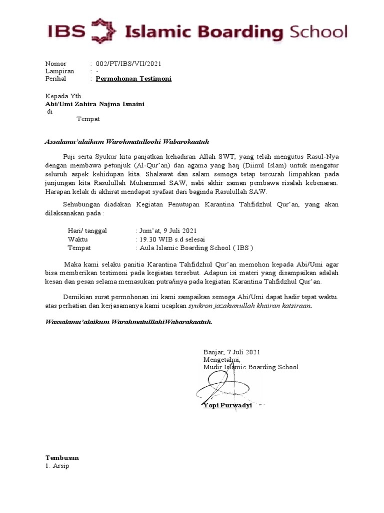 Surat Undangan Testimoni 2021 (Ka Nazma) | PDF | Agama & Spiritualitas ...