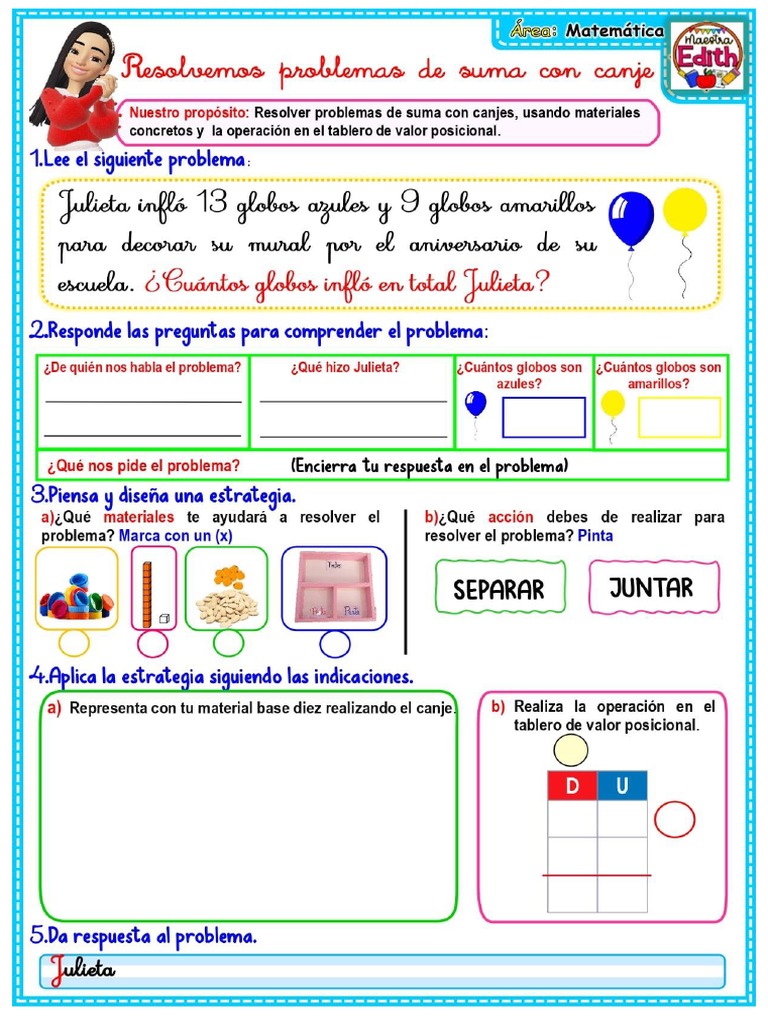 Resolvemos Problemas de Sumas Con Canjes | PDF