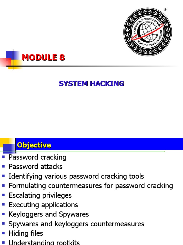 Module8 Systemhacking 091013102853 Phpapp02 | PDF | Password | Security Engineering