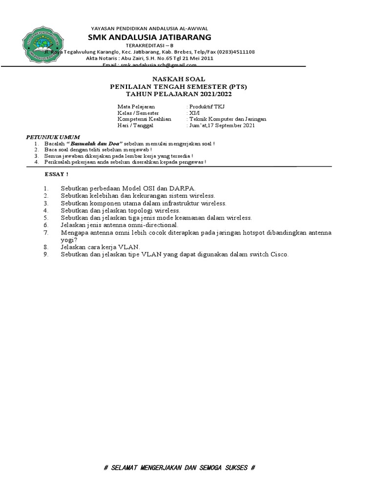 PTS TKJ Kelas X - Xii - Tik - Xi - Pa Eko | PDF