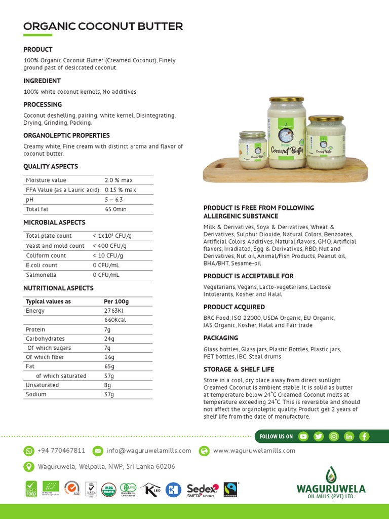 Organic Coconut | PDF | Coconut | Butter