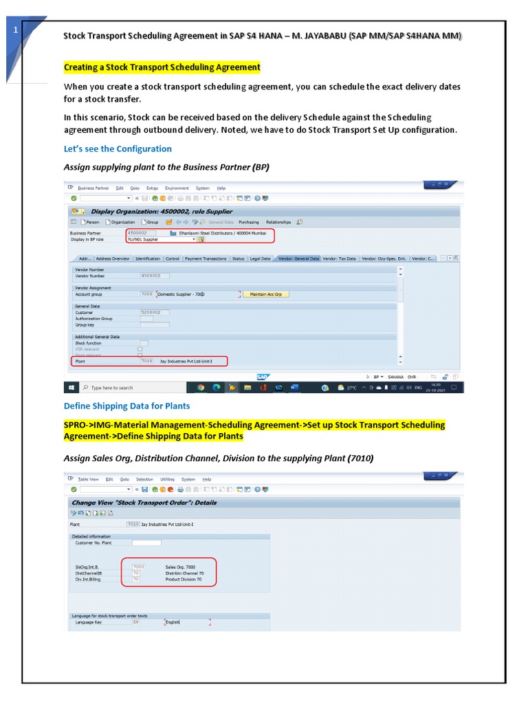 DOCUMENT Stock Transport Scheduling Agreement in S4 HANA | PDF | Information Technology ...