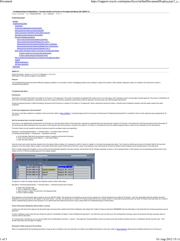 Requisitions Approval Pdf Troubleshooting Debugging