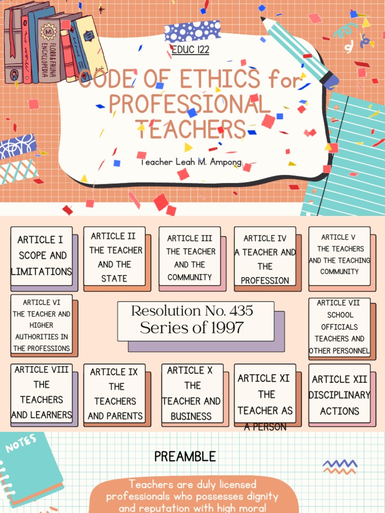 Code of Ethic For Professional Teachers | PDF | Teachers | Profession