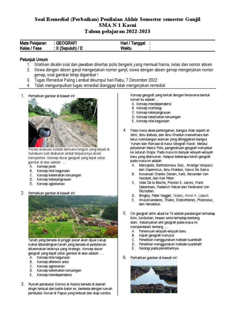 Soal Remedial Geografi Kelas X | PDF