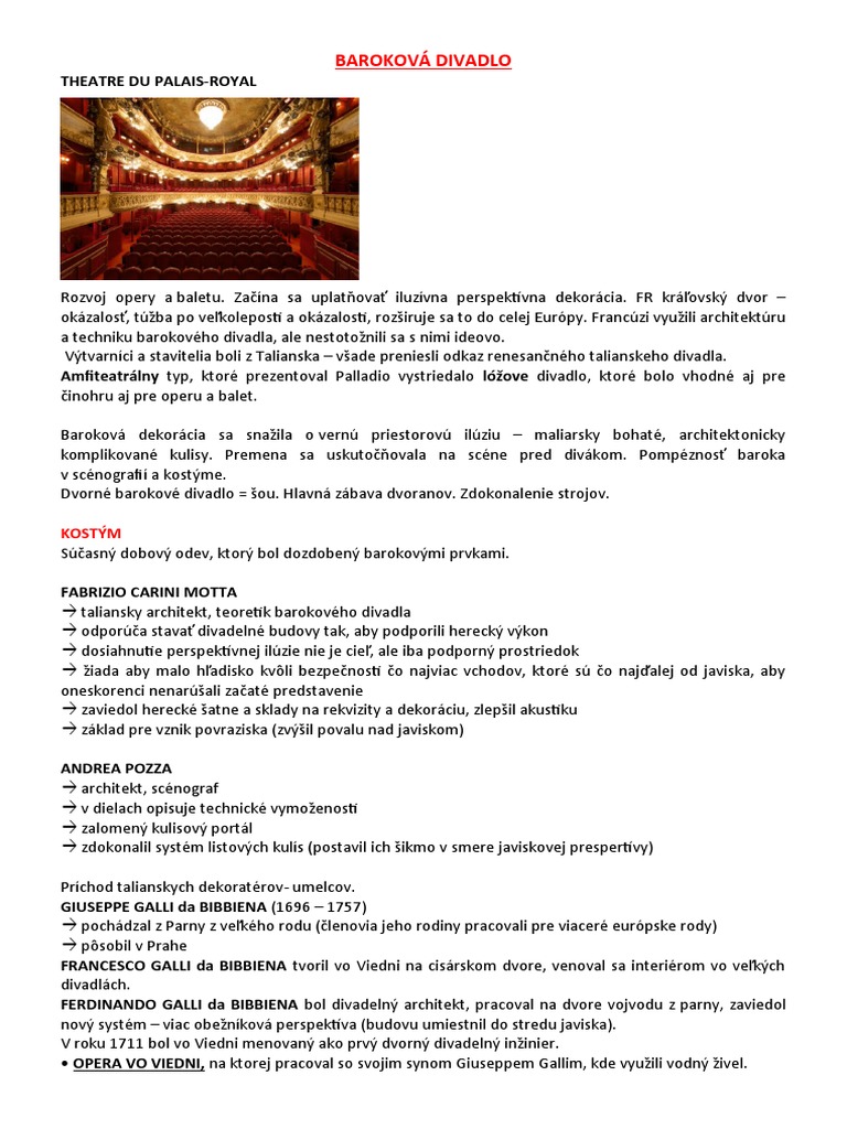 Barokové Divadlo | PDF