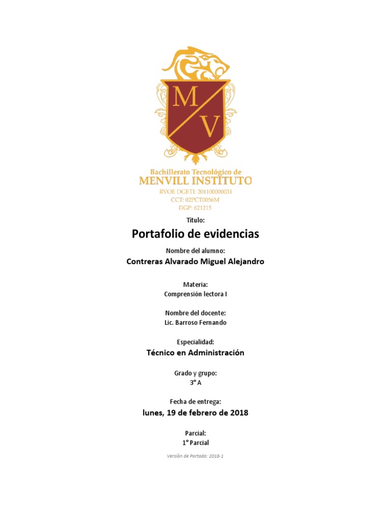 00 Formato-Portada Institucional de Menvill Instituto 2018-1 2 | PDF