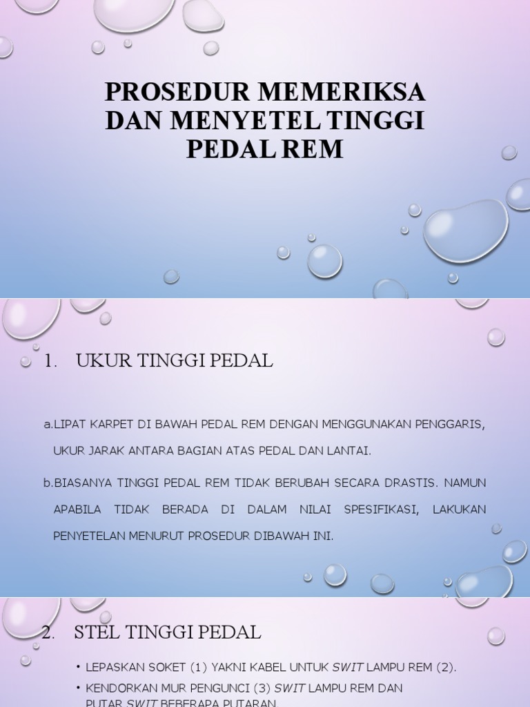 Prosedur Memeriksa Dan Menyetel Tinggi Pedal Rem | PDF