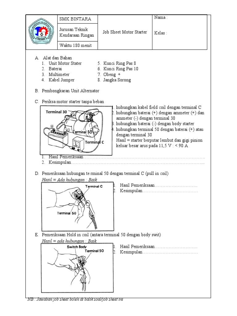 Job Sheet Motor Starter | PDF