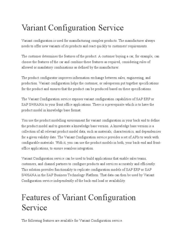 Variant Configuration Service Download Free Pdf Sales Information