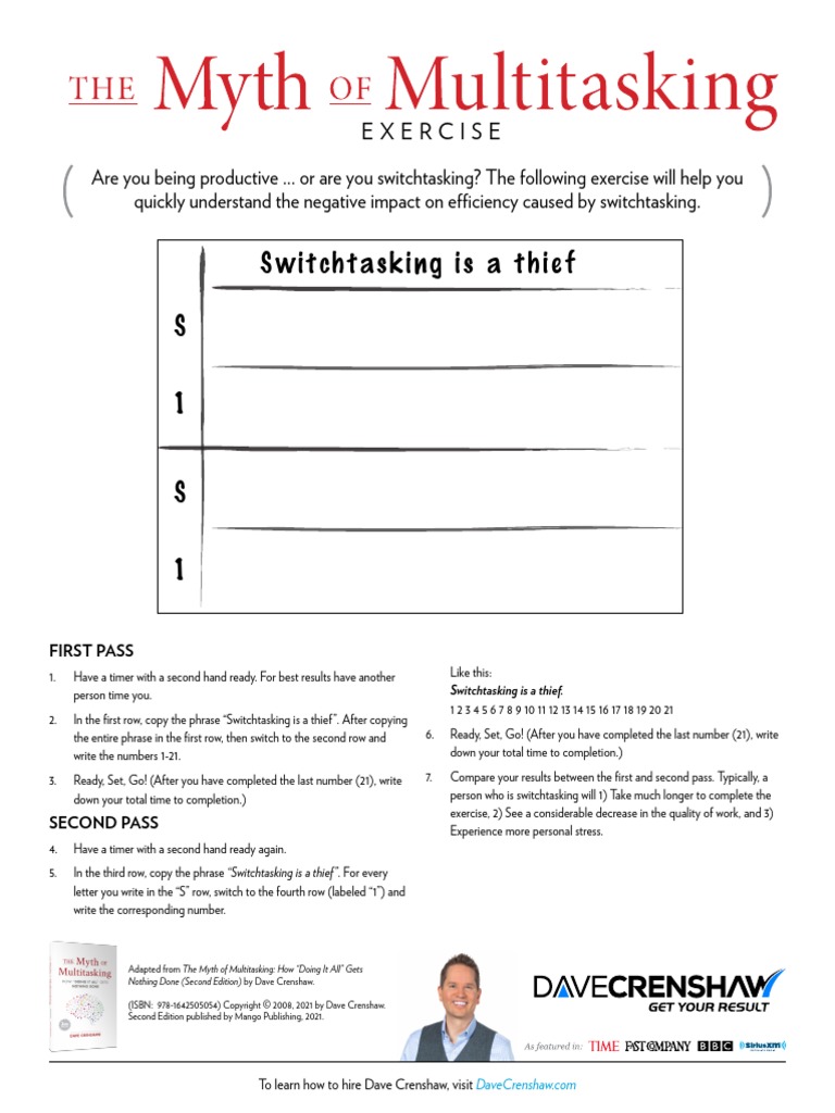 Multitasking Exercise | PDF | Psychology | Cognitive Science