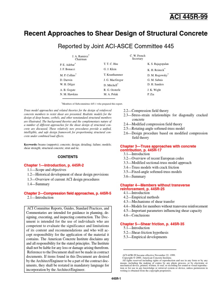 ACI 445R-99: Reported by Joint ACI-ASCE Committee 445 | PDF | Beam ...