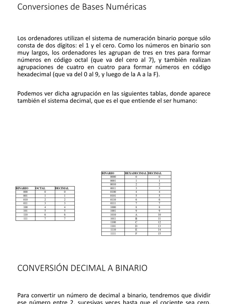 conversión entre bases | PDF | Convenciones de nombres | Números