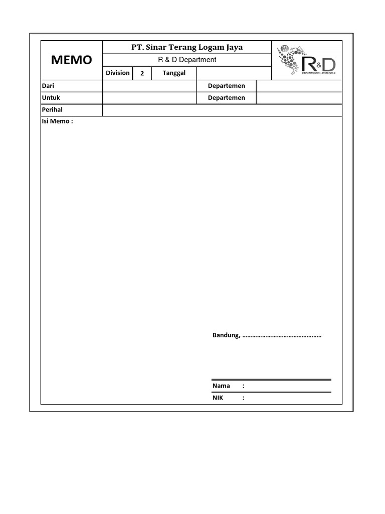 Surat Memo R&D | PDF