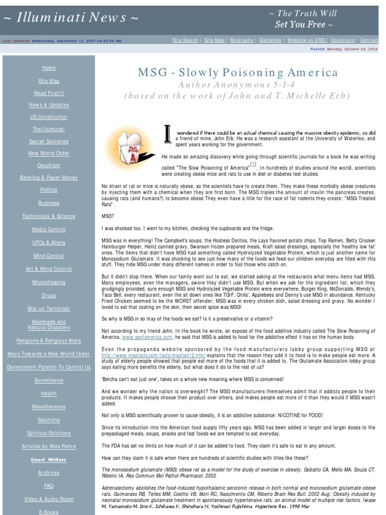 MSG (Mono Sodium Glutamate) - Slowly Poisoning America | PDF | Foods ...